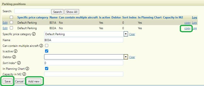 Parking Areas and Positions – FBO One